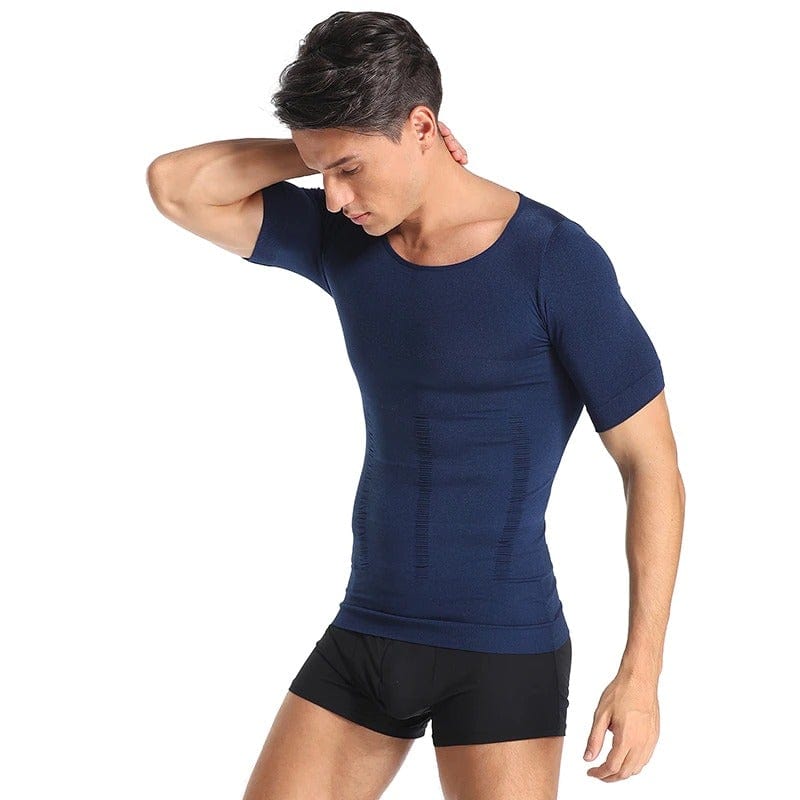 Men Seamless Toning Abs Compression Body Shaper T-Shirt– CurvyPower | UK